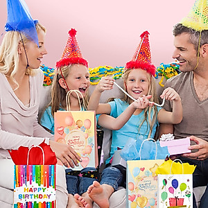 Colodeol 16 PCS Birthday Gift Bags with Handle and Tissues, Gift Bags Assorted Sizes, Medium, Small Size Gift Bag for Kids, Boys, Girls, Women and Men’ Birthdays Party