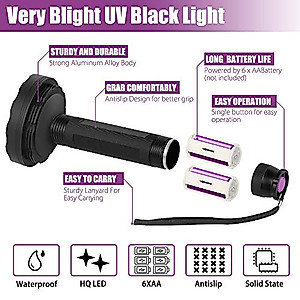 Anipaw UV BlackLight Flashlight, Superior Bright 128 LED 395 nM Ultraviolet Blacklight Detector for Urine for Dog/Cat, Dry Stains, Bed Bug, Best Blacklight Flashlight for Scorpions Hunting