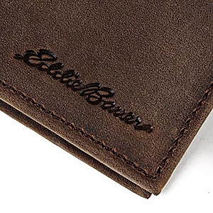 Eddie Bauer Men Signature Bifold Passcase Wallet, Embossed Leather-Tan, One Size