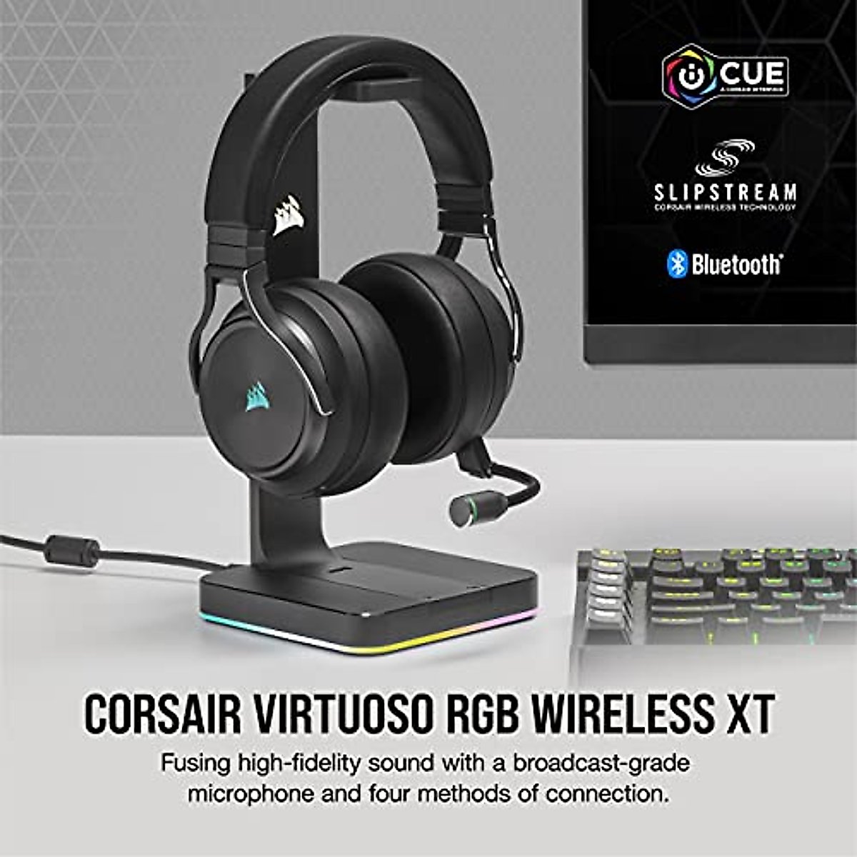 CORSAIR VIRTUOSO RGB WIRELESS XT High-Fidelity Gaming Headset with Bluetooth and Spatial Audio - Works with Mac, PC, PS5, PS4, Xbox series X/S - Slate