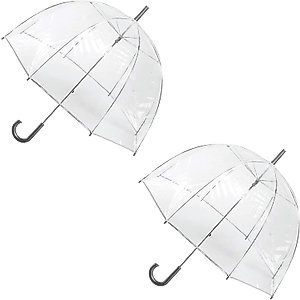 totes Adult Clear Bubble Umbrella with Dome Canopy, Lightweight Design, Wind and Rain Protection Umbrella, Clear - 2pk, Adults - 51" Canopy