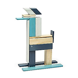 24 Piece Tegu Magnetic Wooden Block Set, Blues, 1-99 years old