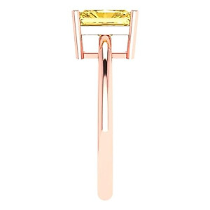 Clara Pucci 1.75ct Radiant Cut Custom Engraving Natural Citrine Engagement Wedding Solitaire W/Accent Ring 18K Rose Gold Size 3.5