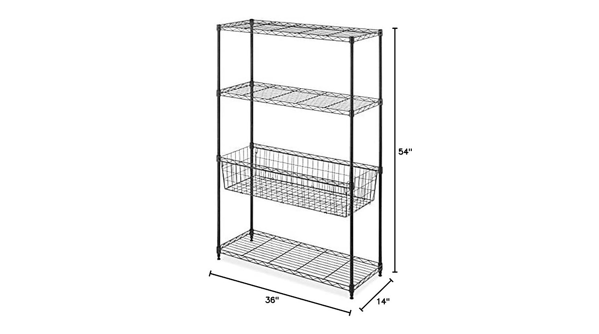 Whitmor Supreme Black Storage Center - Durable 4-Tier Organizer
