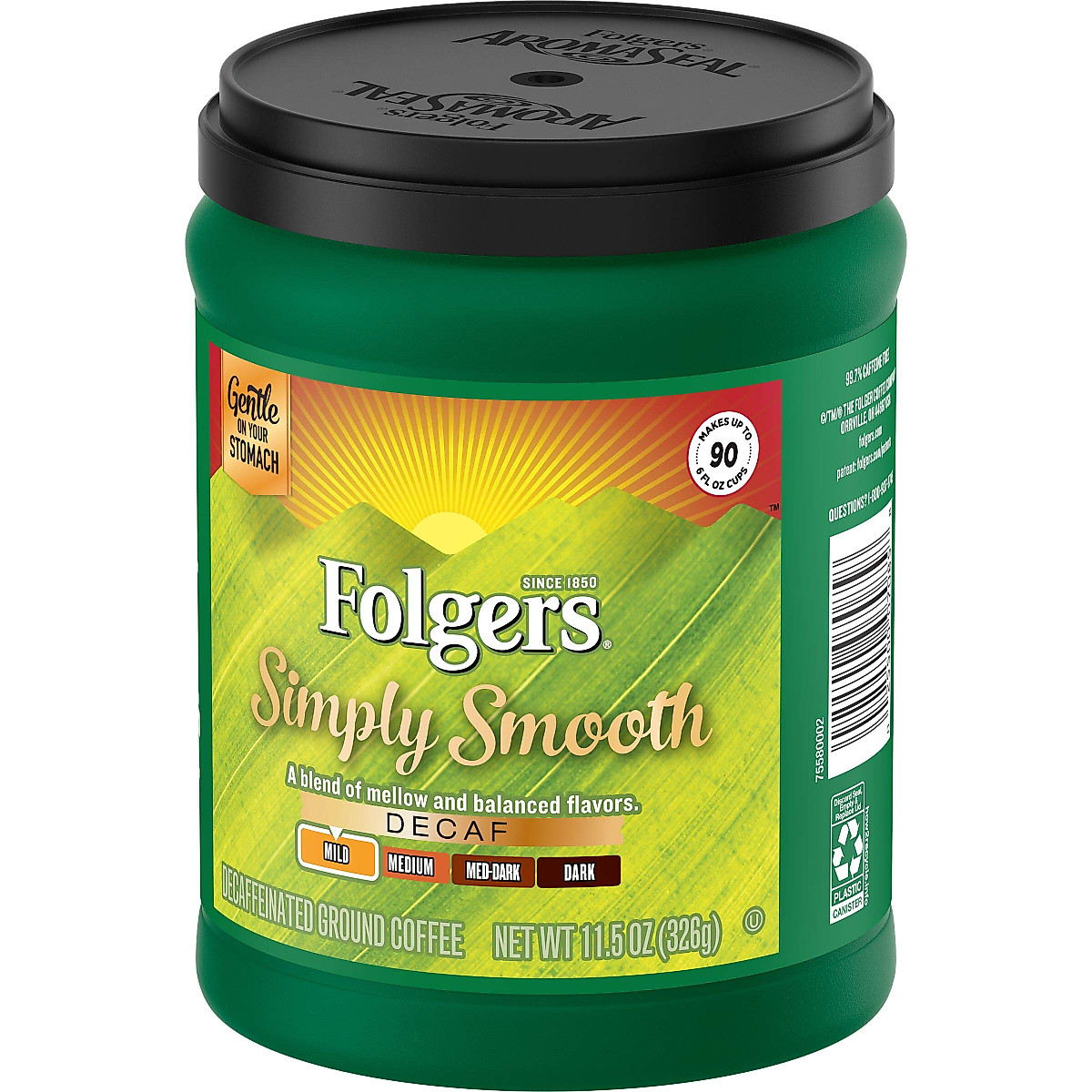 Folgers Simply Smooth Decaf Coffee Mild 4 Pack , Mild Roast, 11.5 Ounce (Packaging May Vary) - 4 Pack Bundle
