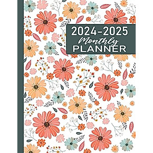 2024-2025 Monthly Planner: 24 Months from January 2024 to December 2025 (design with flower pattern)