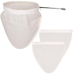 WMKGG Ultra Fine Mesh Milk Bag Strainer, 3-Pack Reusable Cheesecloth Nut Milk Bag with Stainless Steel Handle Frame for Filter NutMilk, Coffee, Milk, Butter, Juices and Fresh Cheese (Large Size)
