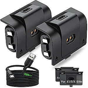 ELISWEEN Rechargeable Controller Battery Pack 2X1500Mah Xbox Battery Pack & 4 Battery Covers, Xbox One Controller Battery Pack with 9.84Ft Type-C Cable for Xbox One S/X/Elite