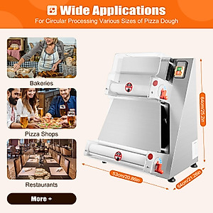 AGULIUM Pizza Dough Roller Sheeter Max 15.74" Automatic Commercial Dough Roller Machine Stainless Steel Pizza Dough Roller 370W Dough Sheeter Machine for Home and Pizza Bread Shops