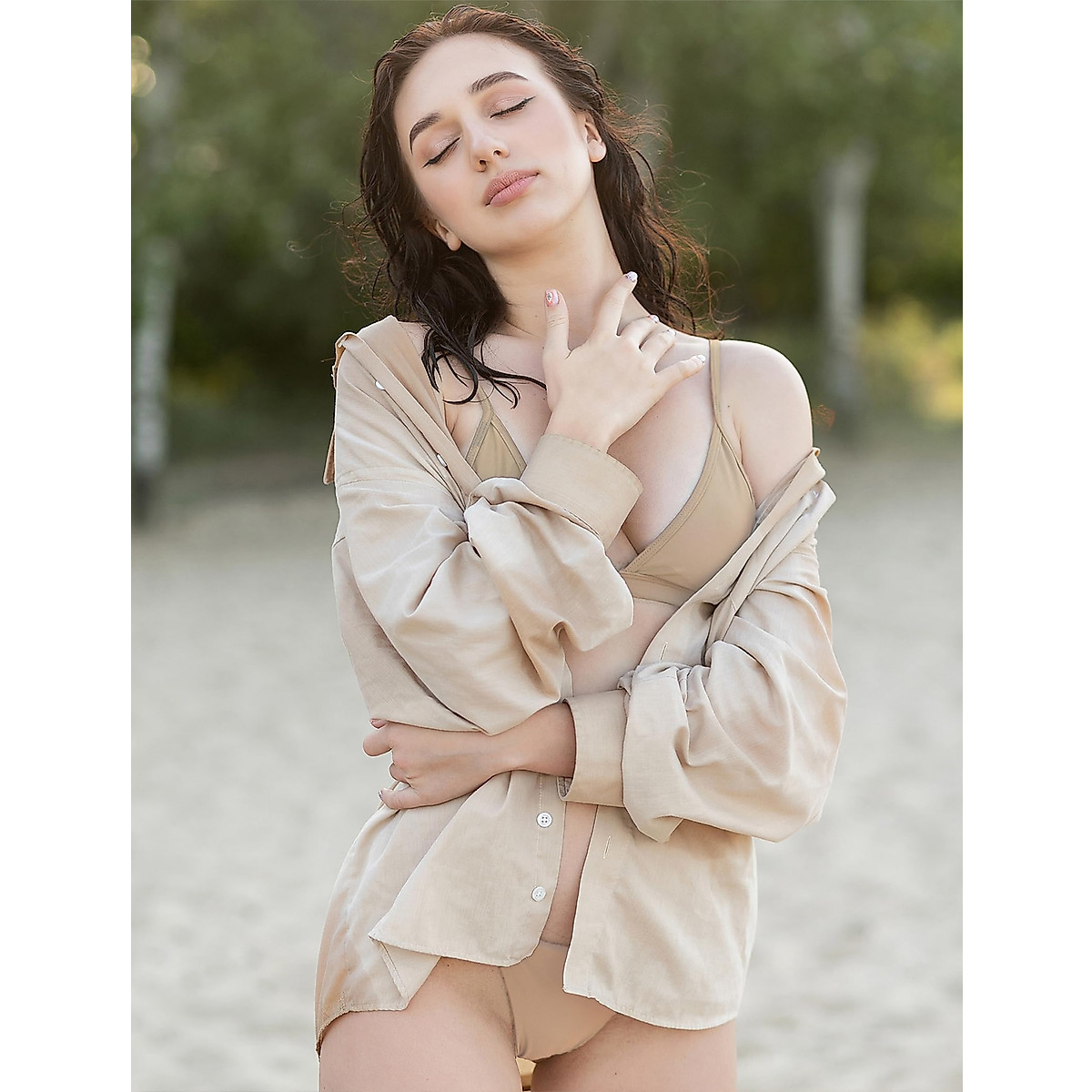 KUKU PANDA Sexy G String Thongs for Women Stretchy Cotton Panties Ladies No Show Underwear 6 Pack Set (Black White Beige, Large)