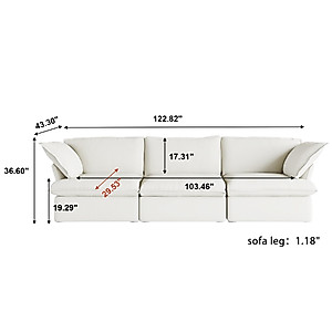 JACH Modern Modular Sectional Sofa 3 Seat for Living Room, Comfy Convertible Sectional Sofas Couches, Cushion Covers Removable, Two Corners and One Middle Sofa for Living Room (White)