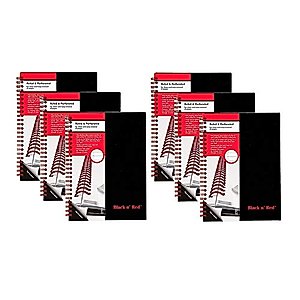 Black n' Red Twin Spiral Hardcover Notebook, Medium, Black/Red, 70 Ruled Sheets, Pack of 6 (L67000)