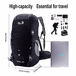 LOCALLION 50L Hiking Backpack, Large Capacity Camping Backpacks, Lightweight Waterproof Travel Daypack for Mountain Climbing