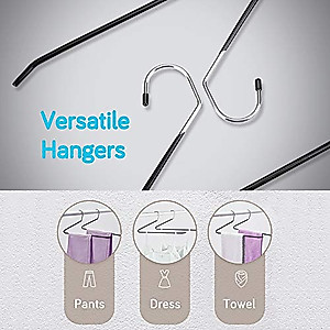 IPOW Heavy Duty Metal Pants Hangers, 24 Pack Jean Hangers for Closet, Open Ended Clothes Hanger for Pant Slack Trouser Scarf, Space Saving, Non Slip