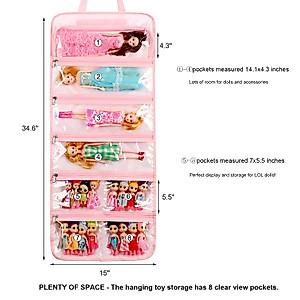 Octsky Toy Dolls Storage Bag Tote Carrying Case Compatible with LOL Surprise Toys Dolls Omg, Hanging Organizer Storage Bag with 8 Clear Window Pockets, Bag Only (03-Butterfly Purple)