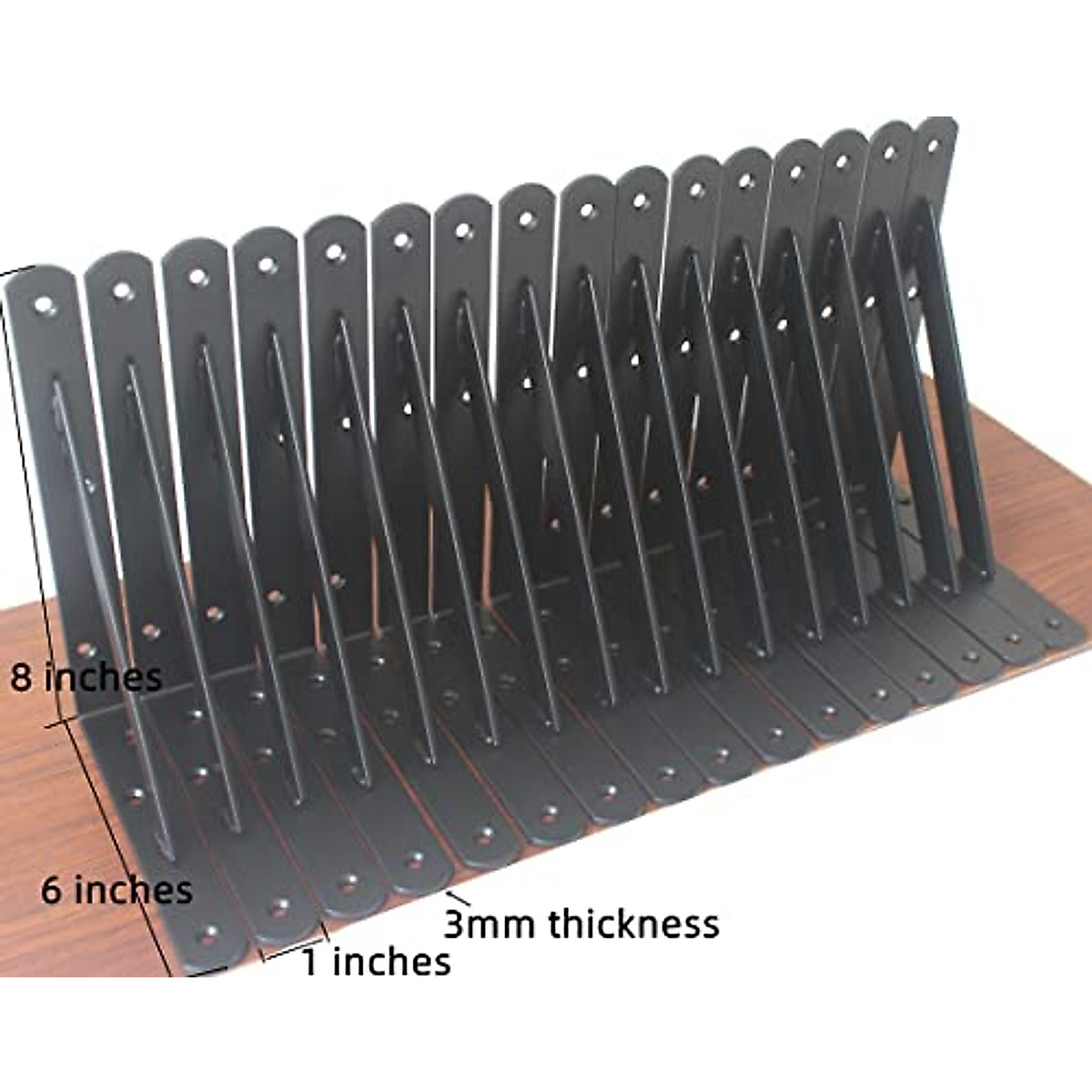 16 Pack L8" x H 6" Black Heavy Duty Shelf Brackets with Screws Metal Shelf Brackets Shelf Support Angle Brackets for Shelves L Brackets Heavy Duty Floating Shelf Brackets