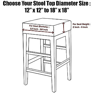 Bar Stool Covers Square Backless Heavy Duty Indoor/Outdoor Vinyl Only Replacement, Staple On Installation, Waterproof Stool Seat Covers - (15 x 15 inchs, Espresso)