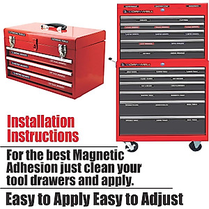 "Magnetic" Tool Box Organizer Labels (Green Edition) Organize Boxes, Drawers & cabinets "Quick & Easy", fits All Brands of 'Steel' Tool Chest Including Craftsman & Snap-on