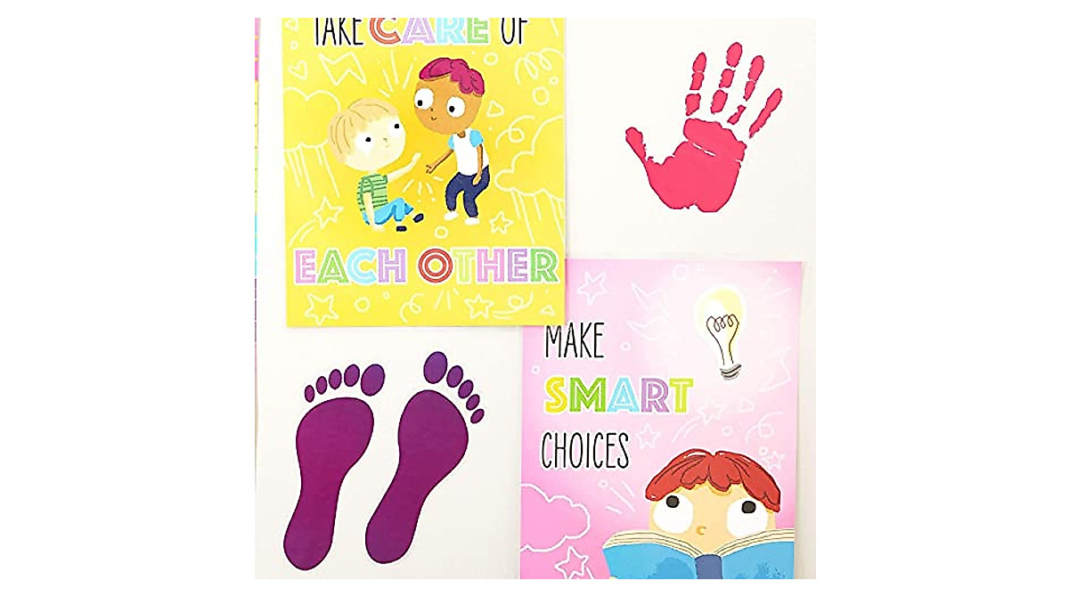 Kids Rainbow Footprint Decal Stickers for Classroom & Nursery
