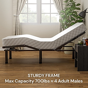 SunsGrove Twin XL Adjustable Bed Frame with Head and Foot Incline, Electric Bed Frame Base, Adjustable Leg Heights, Wired Remote