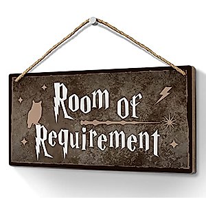 Room of Requirement Sign 6x12 Inch Room Decor,Bathroom Decor,Wizardry Door Wall Hanging Wood Plaque Magic Gift