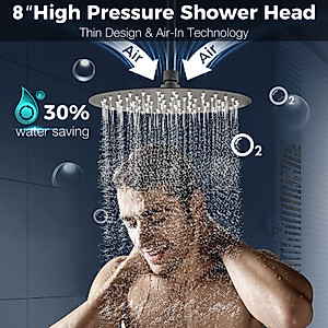 PROOX Dual Shower Head with Handheld Combo, High Pressure Round 8'' Rain Shower Head with Handheld ON/OFF Switch Button with 72 inch Extra Long Flexible Hose - Chrome