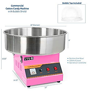 VIVO Pink Electric Commercial Cotton Candy Machine/Candy Floss Maker with Bubble Shield CANDY-KIT-1