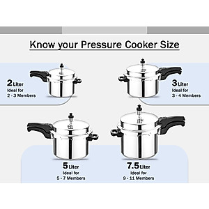 Healthy Choices 2 Quart Pressure Cooker, Small, Olla de Presion Express, Special Double Safety Valve, Gas & Induction Compatible, Indian Pressure Cooker for Rice, Legumes, Dals, Idlis & more, 2 Liters