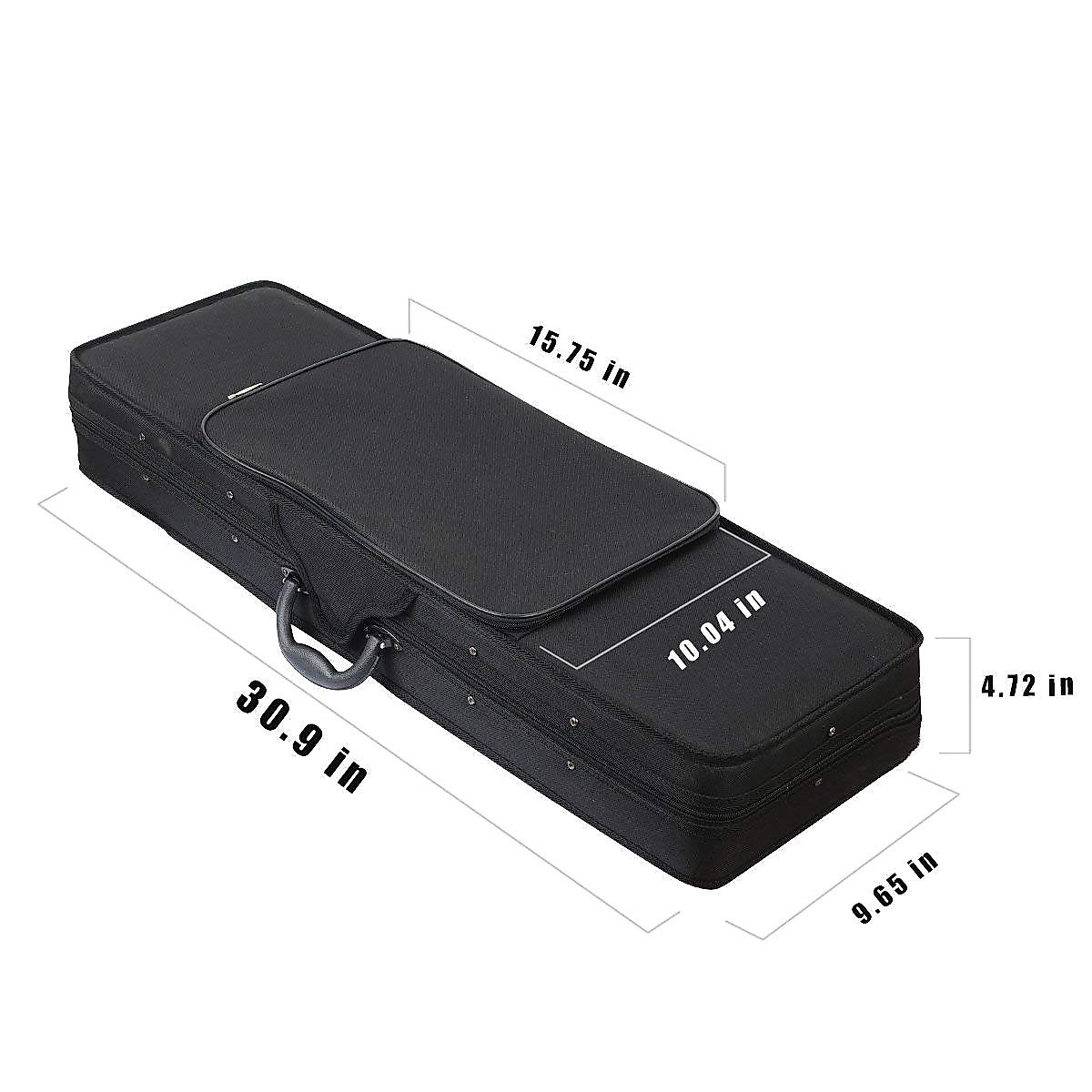 FINO 4/4 Full Size Violin Case Professional Oblong Violin Hard Case with Built-in Hygrometer,Super Lightweight Portable Carrying Bag Slip-On Cover with Backpack Straps,Black