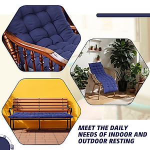 Vercraft 4 Pcs Chaise Lounge Chair Cushion 64 x 19 Inch Outdoor Patio Chaise Lounge Cushion Summer Recliner Cushion Pad with Ties Seasonal Replacement Cushions for Home Patio Beach(Dark Blue)