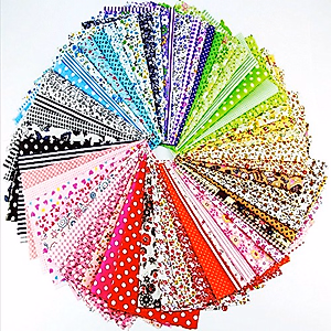 60 Pcs 4" x 4"(10cm x 10cm) Assorted Craft Fabric Bundle Squares Patchwork Fabric Sets for DIY Sewing Scrapbooking Quilting Dot Pattern