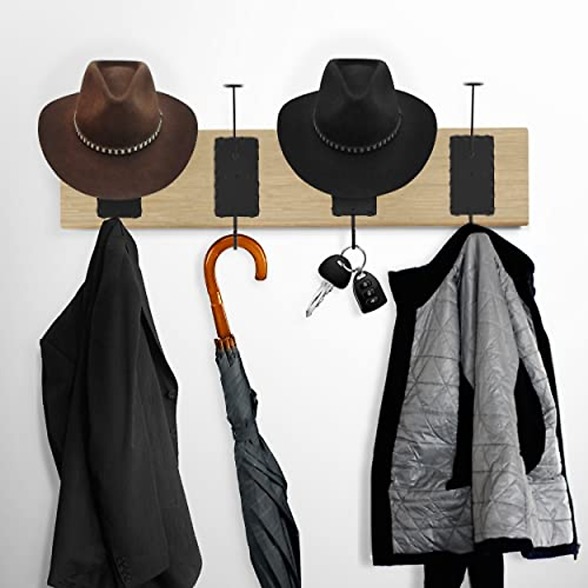 A.J. Boone Cowboy Hat Holder – Set of 2 Decorative, Wall-Mounted Hat Hooks – Heavy-Duty, Handcrafted, Iron Cowboy Hat Rack and Coat Rack for Storage and Display – Rustic Western and Farmhouse Décor