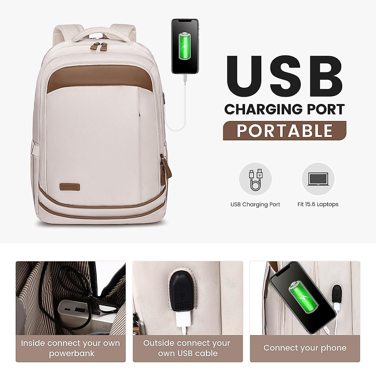 LOVEVOOK Laptop Backpack for women men with Large Capacity and Water Resistant，Daypack perfect for Work,Travel