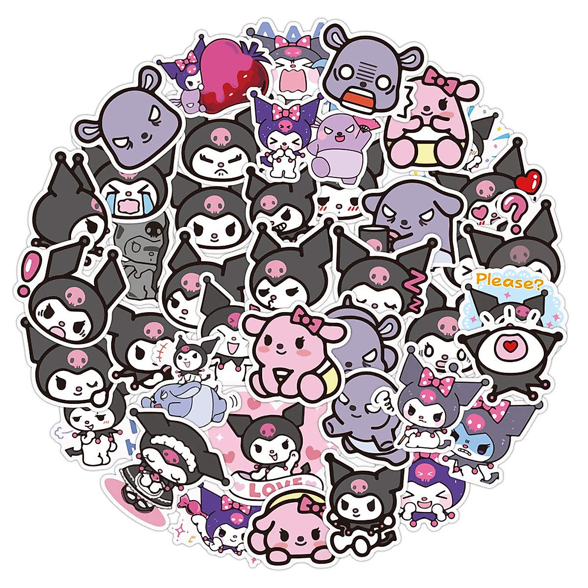 Kuromi Stickers for Laptop and Computer【50 PCS】Anime Cartoon Waterproof Vinyl Stickers for Water Bottle Car Bumper Luggage,Cute Graffiti Decals for Teens Girls Boys (Kuromi)