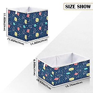 Blueangle Outer Space Pattern Cube Storage Bin, 11 x 11 x 11 in, Large Collapsible Organizer Storage Basket for Home Décor（683）