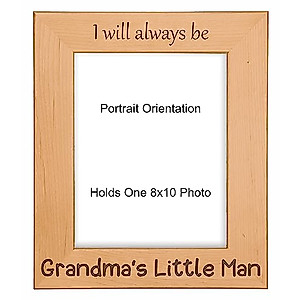 PrecisionNC Engraving Gift for Grandma I Will Always Be Grandma's Little Man Engraved Wood Picture Frame Mothers Day (8x10 Portrait)