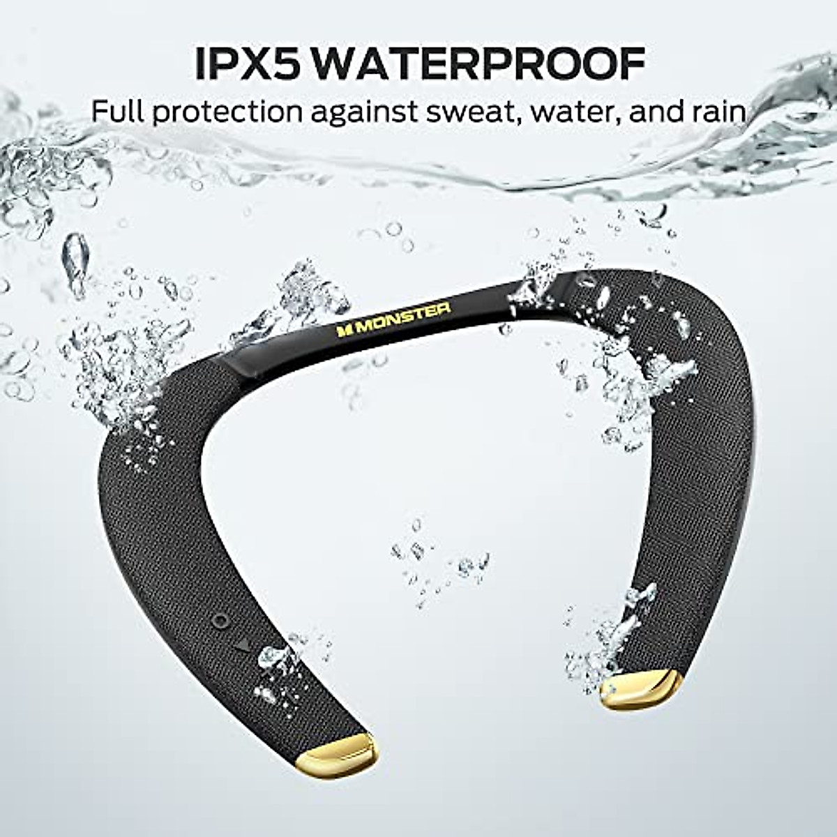 Monster Boomerang Petite Neckband Bluetooth Speakers, Neck Speaker with 15H Playtime, aptX High Fidelity 3D Stereo Sound, Low Latency, Built-in Mic, IPX5 Waterproof Speaker for Home Outdoor