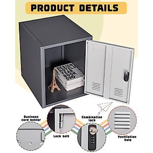 3.5CUB Locker Storage Cabinet, 19.7"H Metal Locker Storage Cabinet With 1 Doors, Small Metal Locker,Lockable Storage Cabinet,for employees,Office,Kids locker - Assembly Required (Elegant Gray)