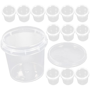 Toyvian Mini Mini Containers 18pcs Small Clear Plastic Buckets Ice Cream Tub Containers with Lid Handle Tiny Plastic Pails for Food Drinks Storage 150ml Transparent Snoop Slimes Snoop Slimes