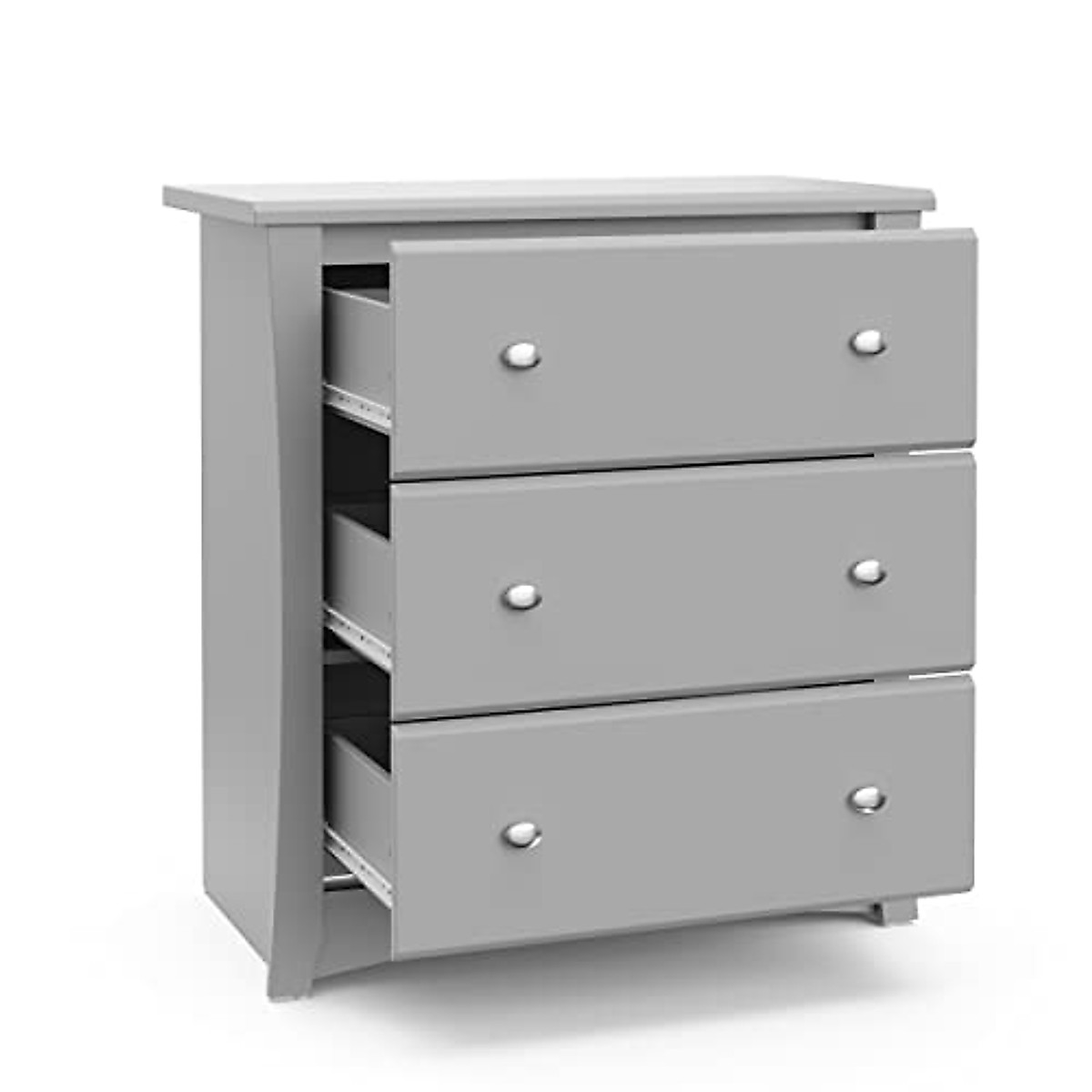 Storkcraft Crescent 3 Drawer Chest (Pebble Gray) – Baby and Kids Bedroom Organizer, Nursery Chest, Storage Dresser with Drawers, Universal Design