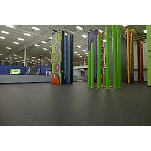 American Floor Mats Sport 8mm Heavy Duty Rubber Flooring - Interlocking Rubber Tile (23" x 23") Solid Black 11'6" x 15'4" Set (176 square feet)