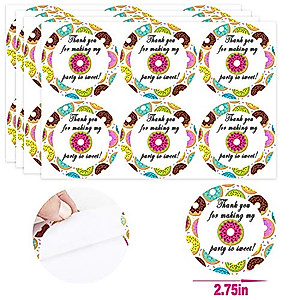 24 Pack Donut Party Candy Favor Bags with Stickers, Donut Goodie Gift Treat Bags Donut Themed Birthday Party Supplies