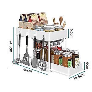 Under Sink Organizers and Storage, Multi-Purpose Under Sink Organizer with Sliding Storage Drawer, 2 Tier Under Sink Storage for Cabinet Bathroom Kitchen,White