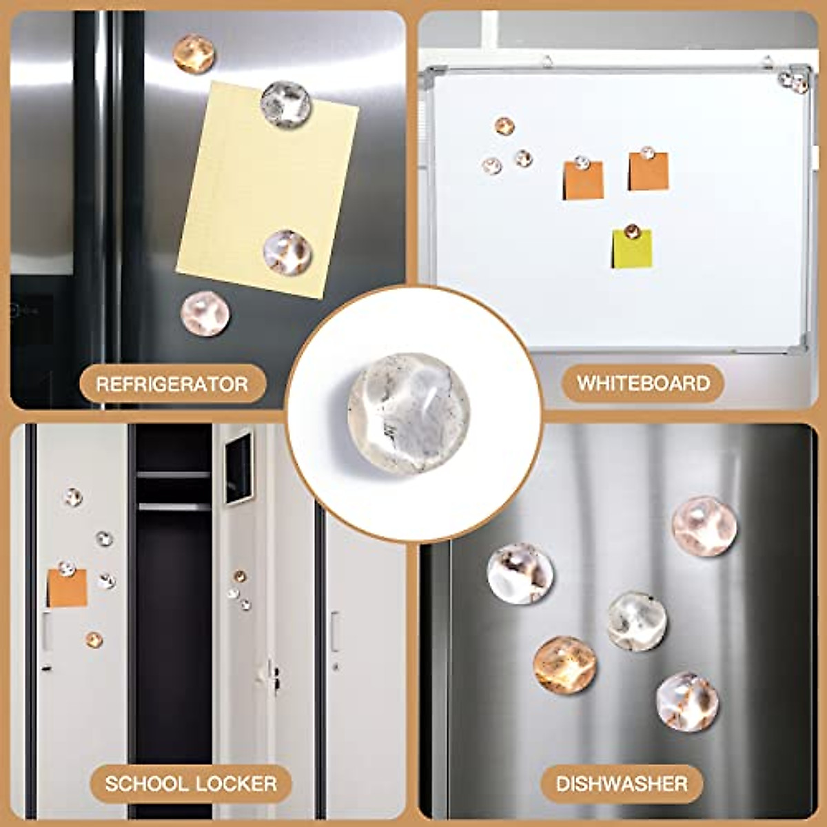 STARUBY 25 Pcs Fridge Magnets Marble Texture Refrigerator Magnets Cute Decorative Magnets Office Kitchen Magnets Glass Magnets Fridge Locker Magnets for Whiteboard,Dia 0.78 inch