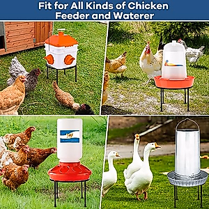 Metal Stand for Chicken Feeder Waterer, 2PCS Iron Stand Holder with Anti-Slip Strips for Buckets Barrels, Chicken Metal Stand for Feeder Waterer Port Indoor Outdoor Coop Poultry(Round)