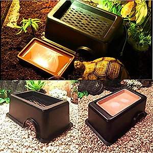 Hamiledyi Reptile Hide Box Gecko Hideout Cave with Sink Humidifier Lizards Hideaway Hut Flexible Leaves Pet Habitat Decor for Snakes Leopard Spiders Turtles Amphibians