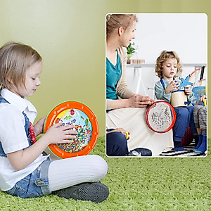 ZOOFOX 3 Pieces Wave Bead Ocean Drum, Gentle Sea Sound Musical Instrument Percussion for Home School Supplies, Educational Sea Sound Drum Tool