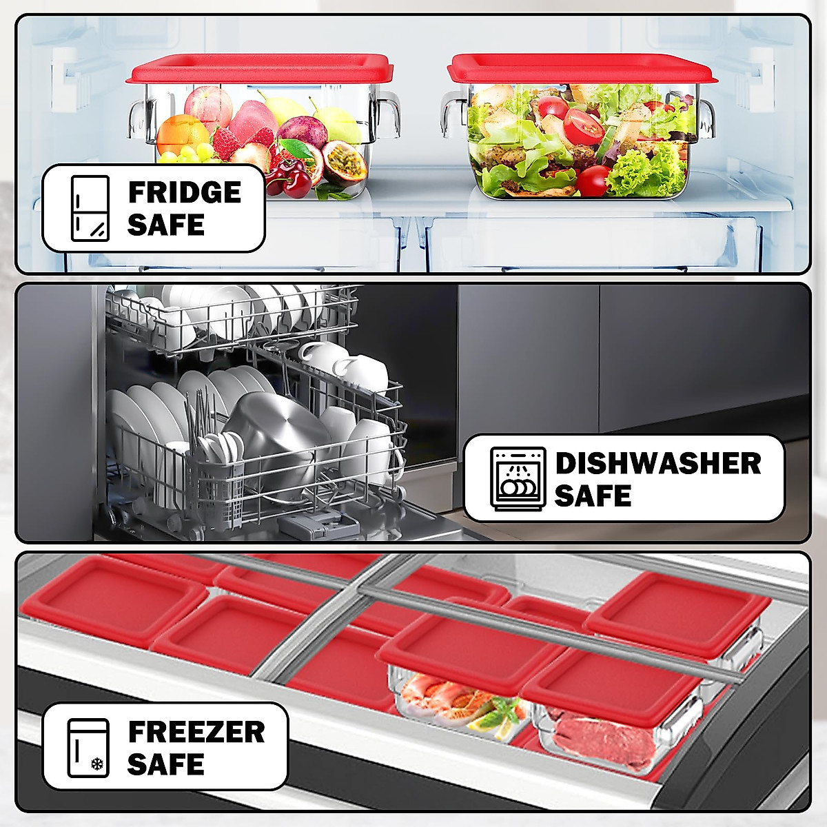 4QT NSF Food Storage Containers: 8 PCS [Food Grade][Hot&Cold Resistant] Commercial Clear Food Storage Containers with Lids for Restaurant Kitchen Proof Dough, Measuring Spoons Included(BPA FREE)