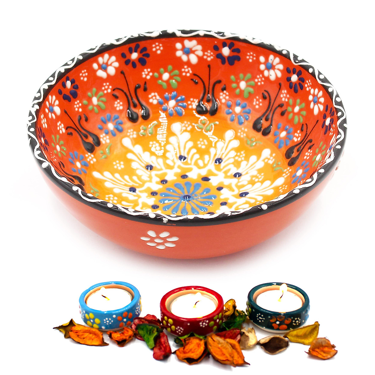 Küchengeräte 6.2" inc0 Hand-Painted Decorative Turkish Ceramic Bowl - Handcrafted Serving Bowl For Snacks Salad Noodle Cereal Rice Soup Pasta Serving - Best Gift Set