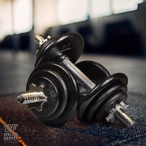 CAPHAUS Black Standard Solid Cast Iron Weight Plates 1-inch Center Hole for Standard Barbell & Dumbbell Handles Size available in 1.25/2.5/5/7.5/10/12.5/25 & 50 LB Multiple Options